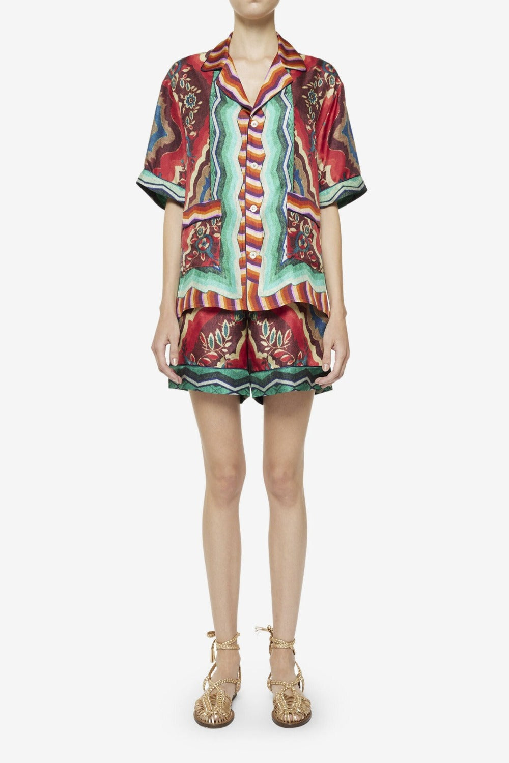 Aloe Shirt Green Chevron Trim – CURIO at Faena Bazaar